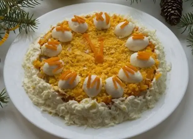 Салат "Часы" к новогоднему столу - Четыре вкуса - Медиаплатформа МирТесен